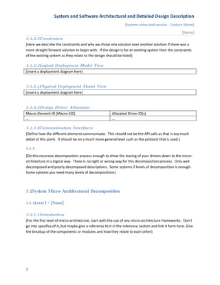 Software Architectural And Detailed Design Description Template | PDF