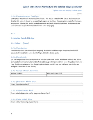 Software Architectural And Detailed Design Description Template | PDF