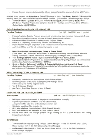 Sadeeq Khan_Senior Planning Engineer- Delay Analyst | PDF
