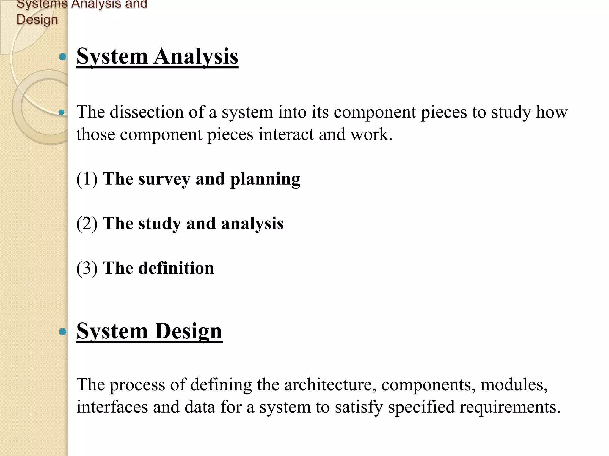 System Analysis and Design | PPTX