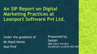 Digital Marketing Internship Presentation | PPTX