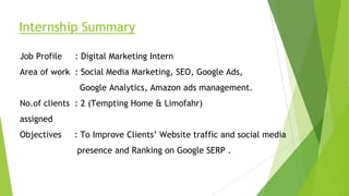 Digital Marketing Internship Presentation | PPTX