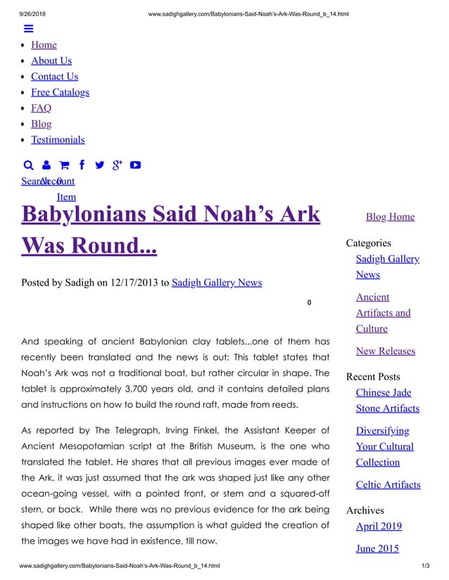Babylonians said Noah's Ark Was Round... | PDF