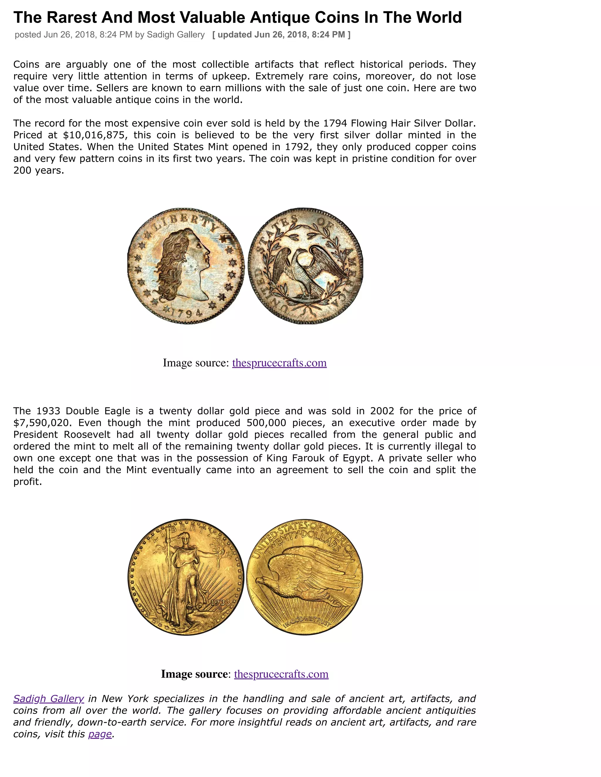 The Rarest And Most Valuable Antique Coins In The World | PDF