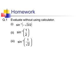 INVERSE TRIGONOMETRIC FUNCTIONS by Sadiq hussain | PPT | Web ...