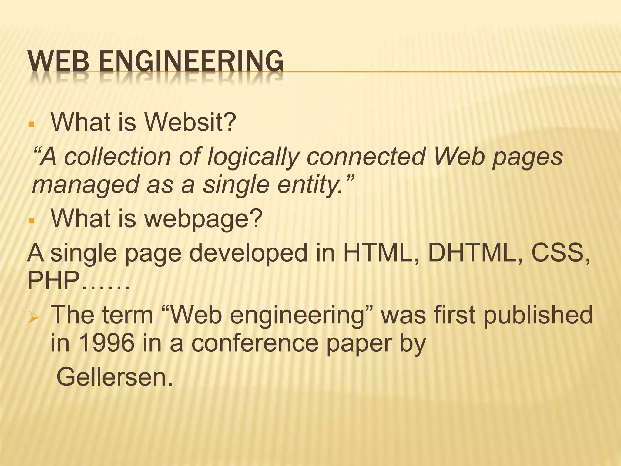 Introduction to WEB engineering TERMINOLOGIES | PPTX