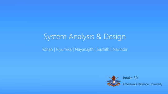 SAD System Analyze and Design | PPT