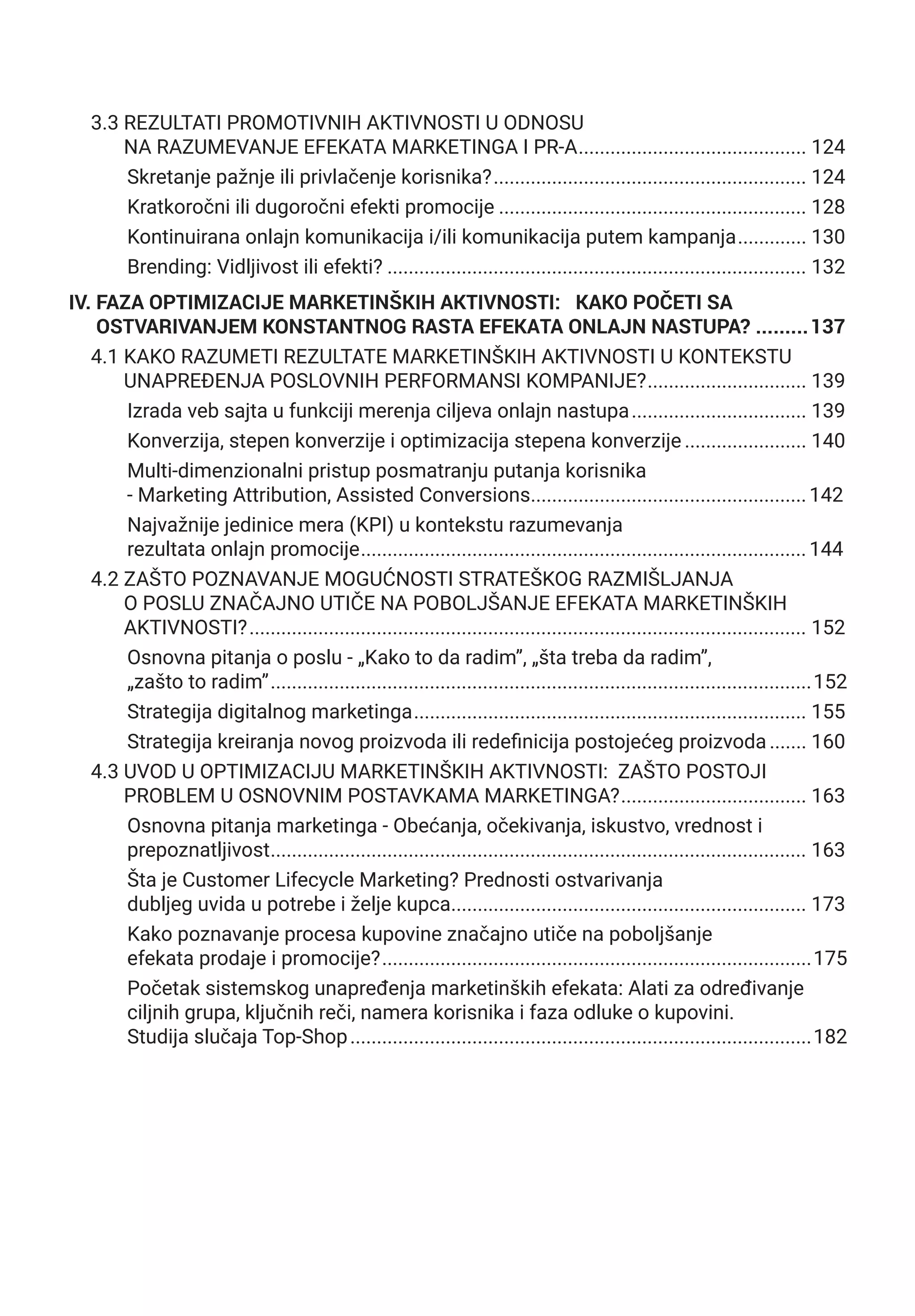 Sadržaj knjige "Digitalni Pre-Marketing" | PDF