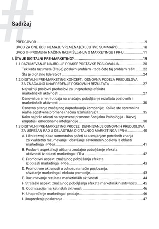 Sadržaj knjige "Digitalni Pre-Marketing" | PDF