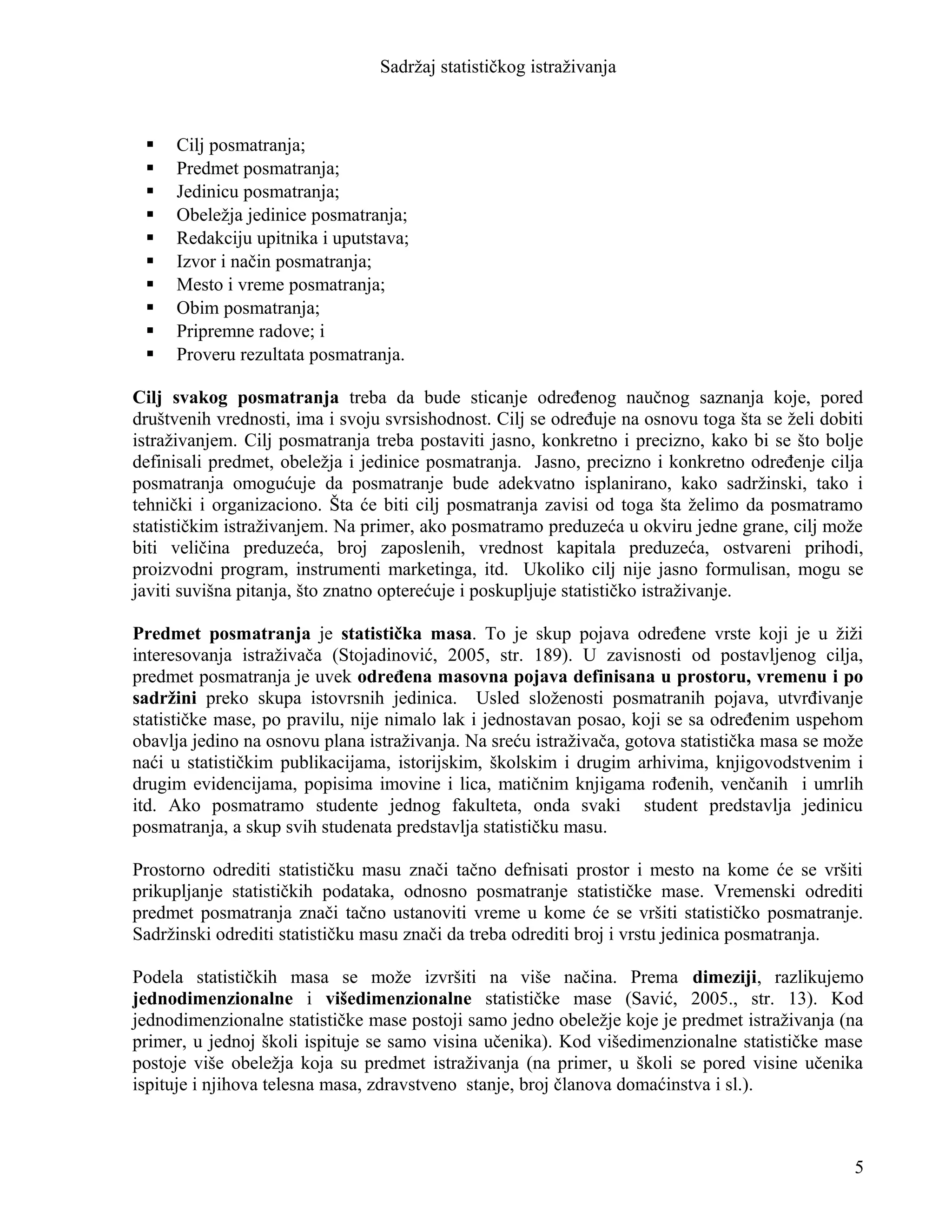 Sadrzaj statistickog istrazivanja | DOC