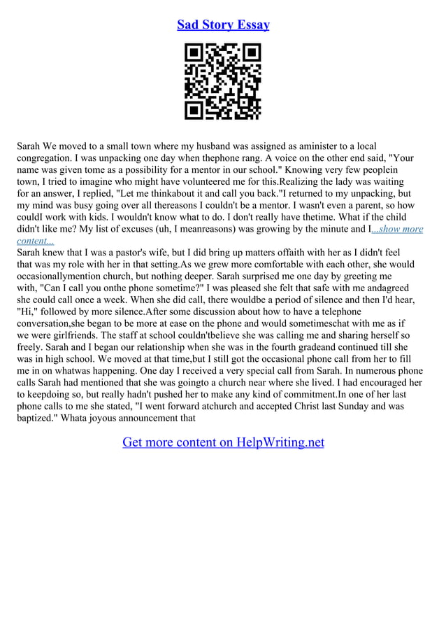 Sad Story Essay | PDF
