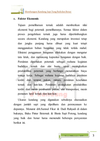 Saduran membangun kandang sapi yang baik dan benar | PDF