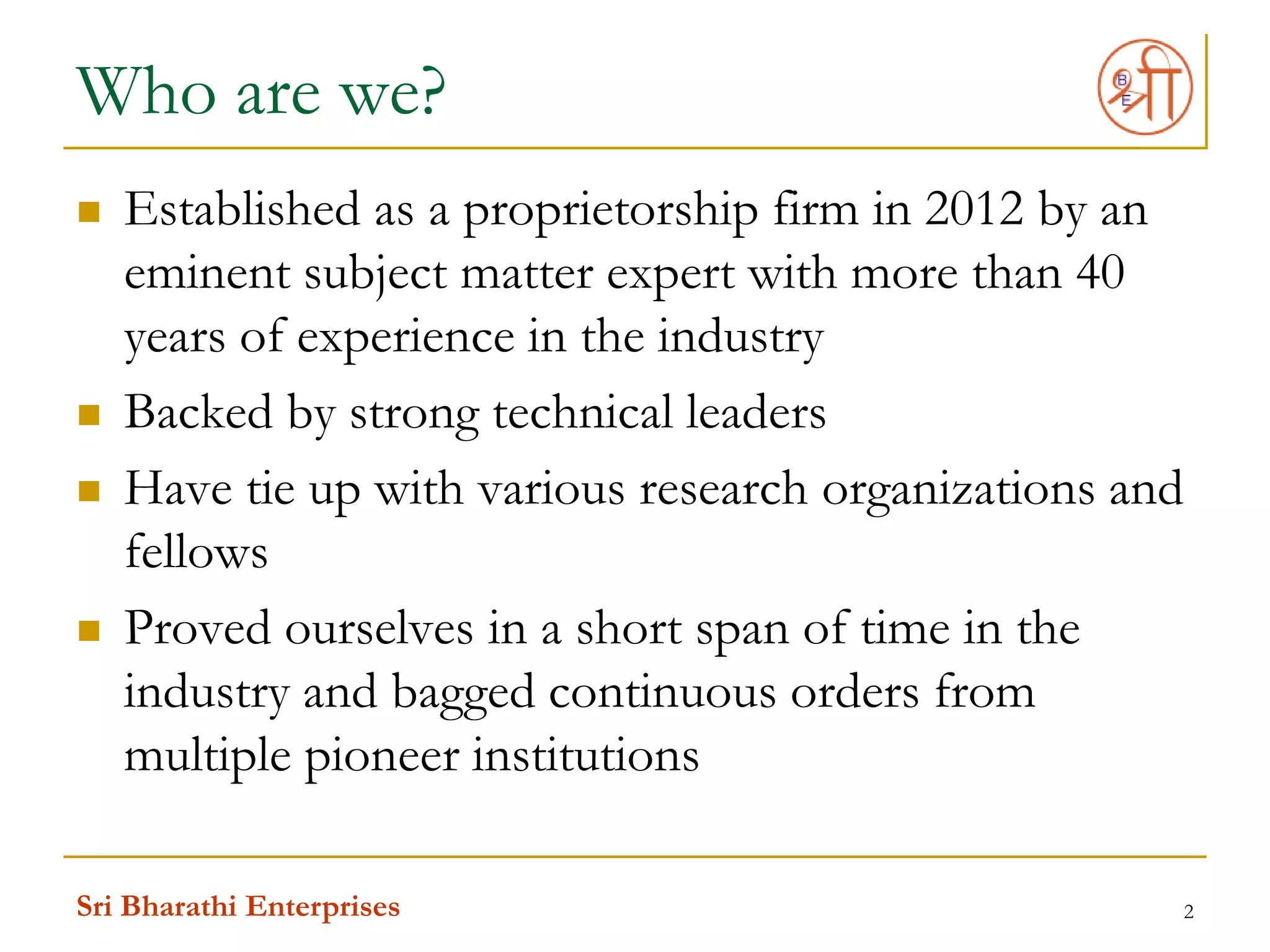 Sri Bharathi Enterprises | PPT | Business | Business and Finance
