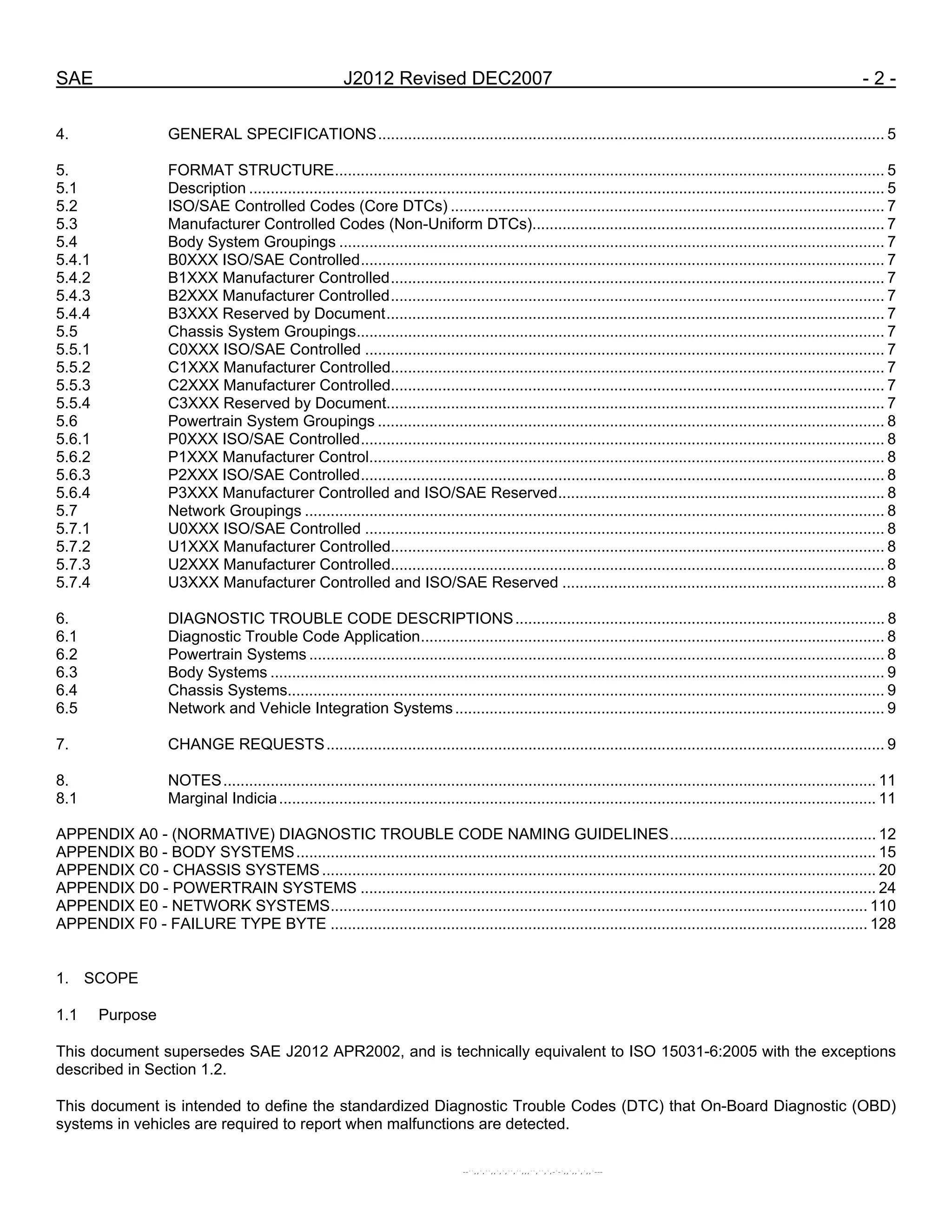 SAE DTC Definitions - J2012 Revised DEC2007 | PDF