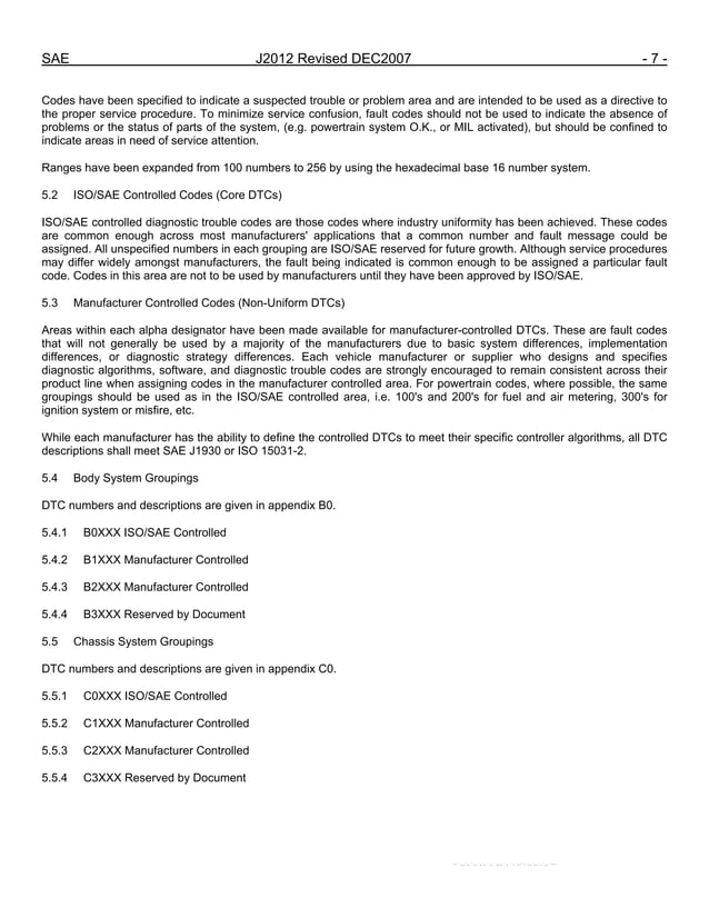 SAE DTC Definitions - J2012 Revised DEC2007 | PDF