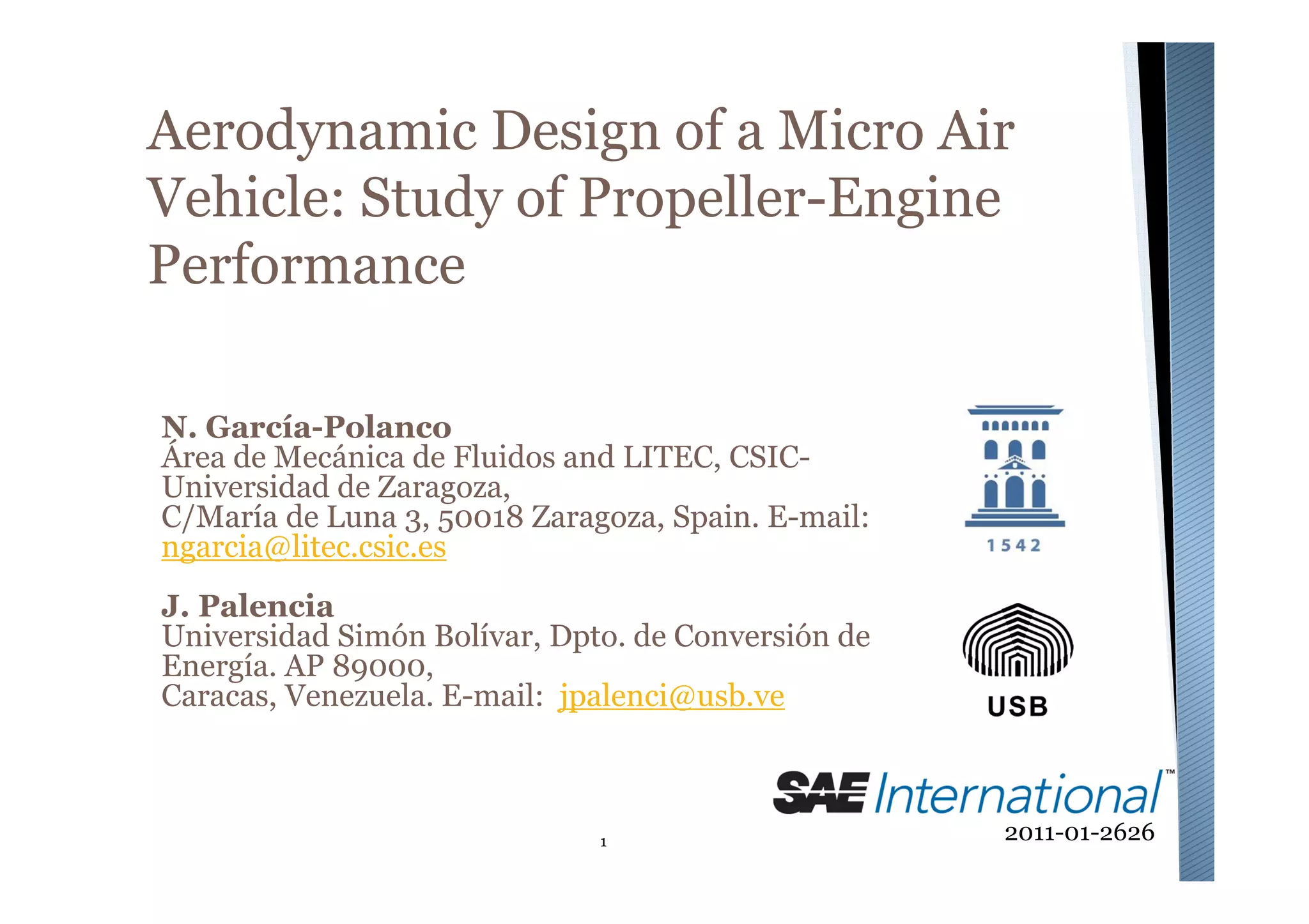 Aerodynamic Design of a Micro Air Vehicle SAE 2011 01-2626 | PDF ...