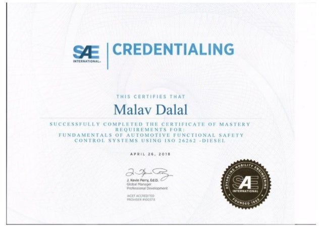 SAE certificate ISO 26262