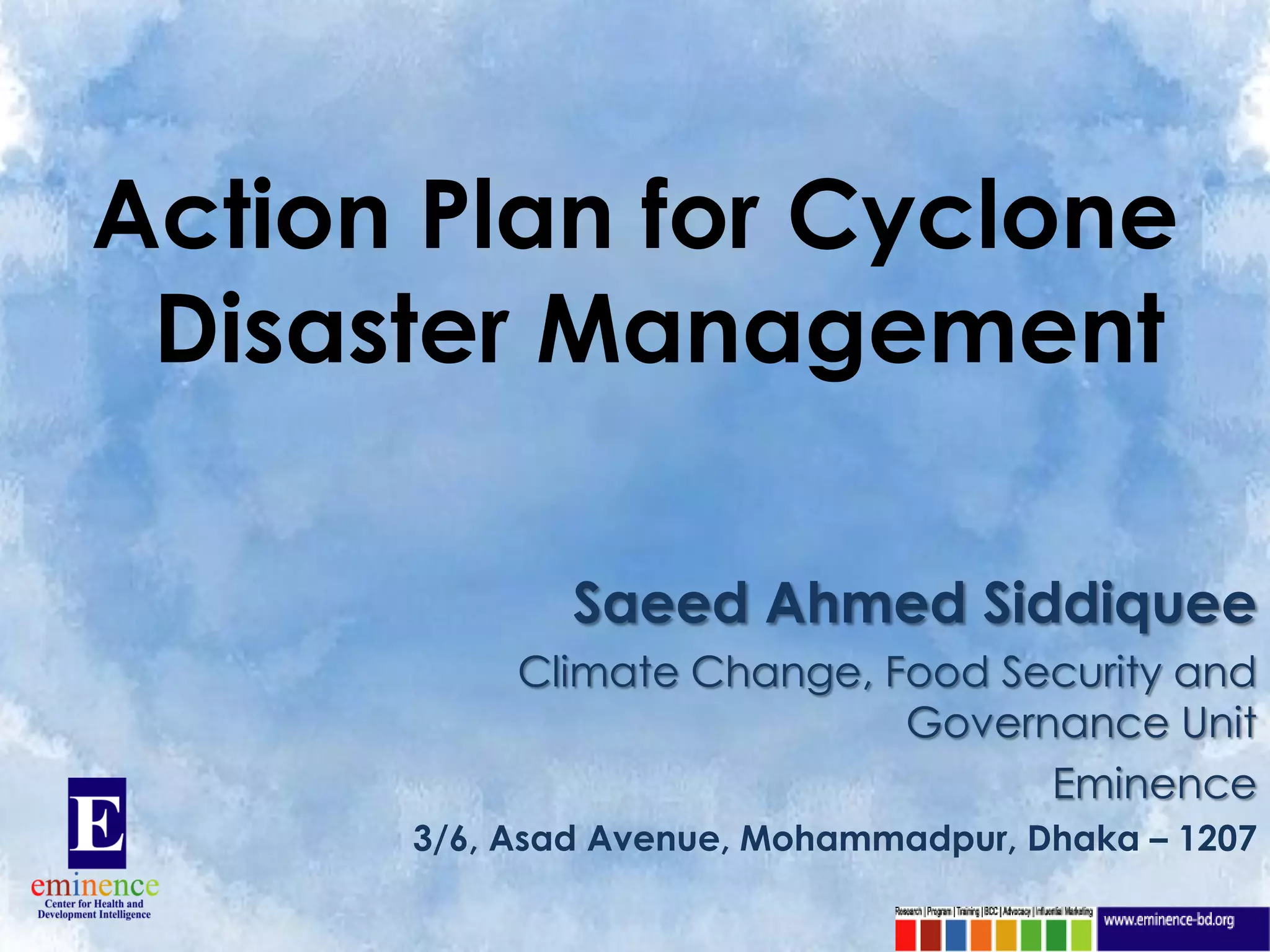 Action Plan for Cyclone Disaster Management | PDF