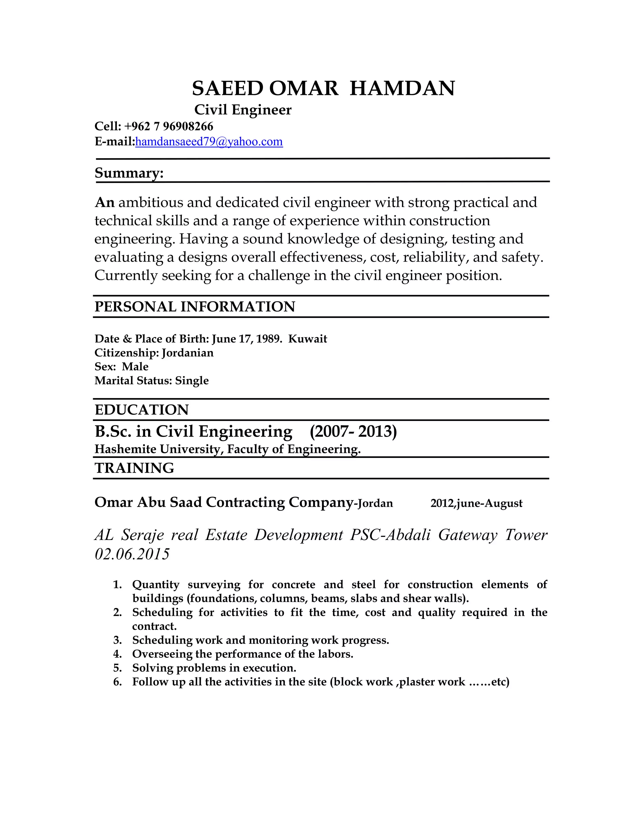 Saeed hamdan cv updated | PDF