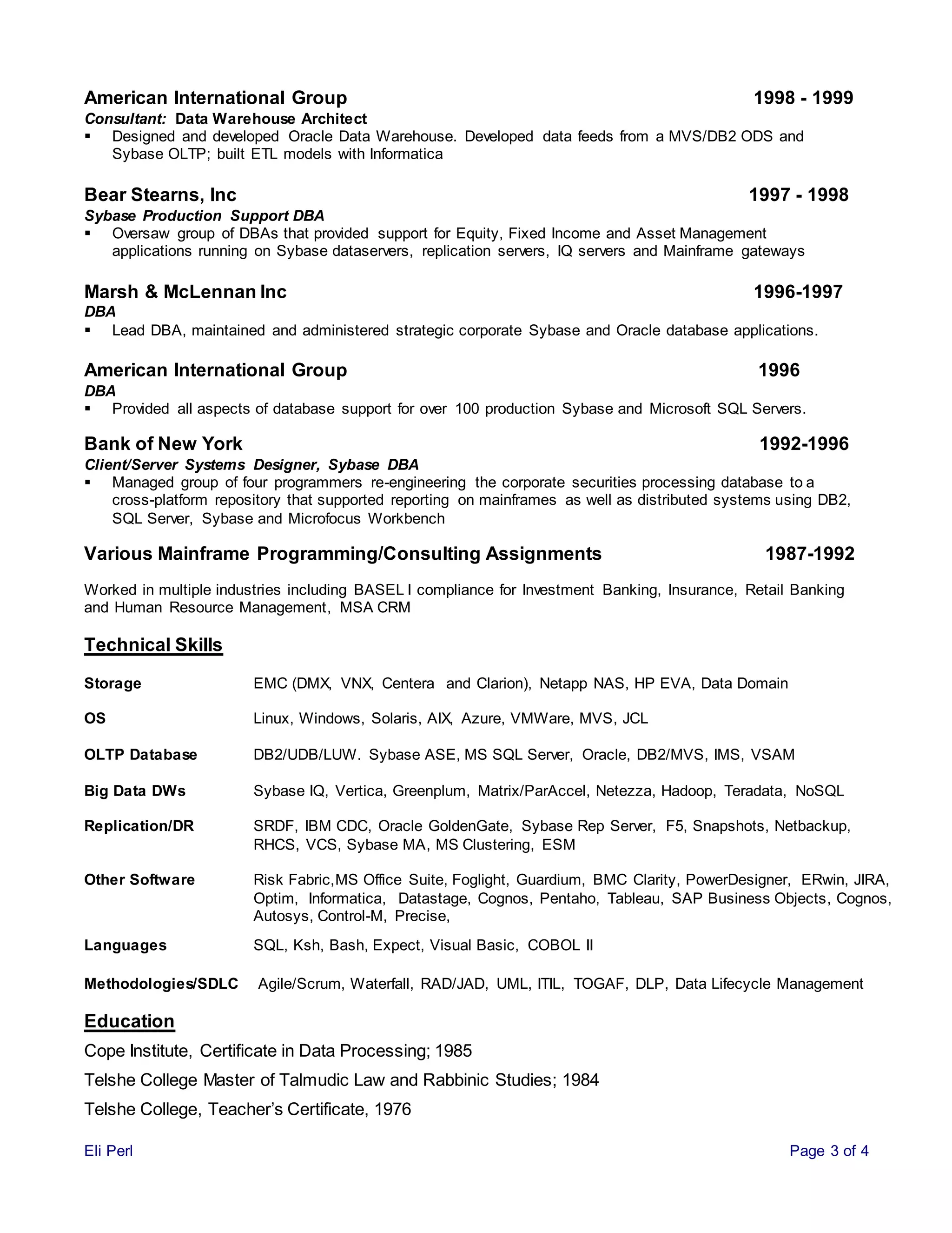 Enterprise Solutions Architect Eli Perl CV | PDF