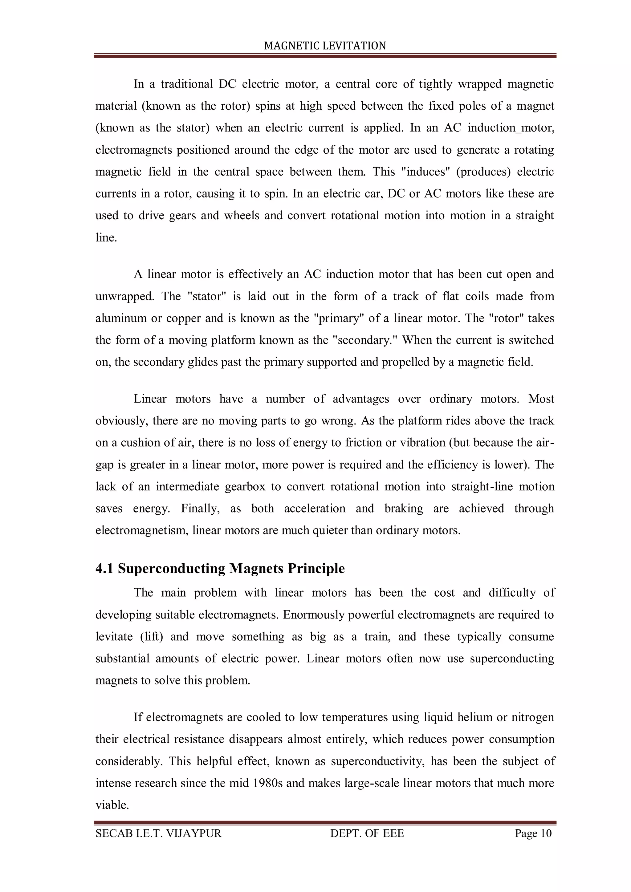 Magnetic Levitation Train by Shaheen Galgali_seminar report final | PDF