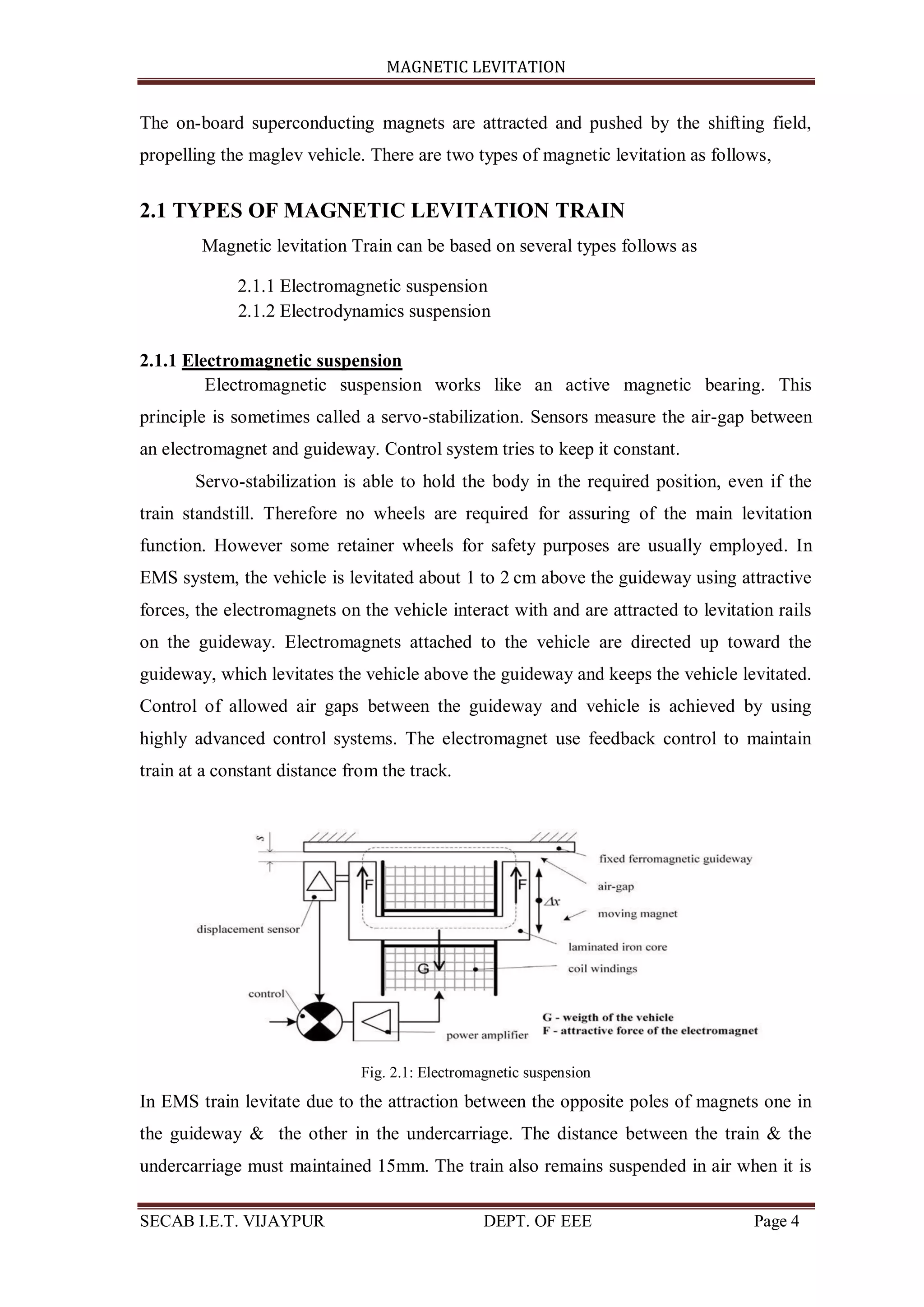 Magnetic Levitation Train by Shaheen Galgali_seminar report final | PDF