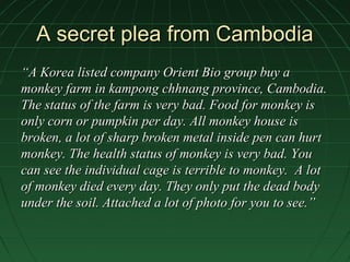 The International Trade in Primates for Labs | PPT