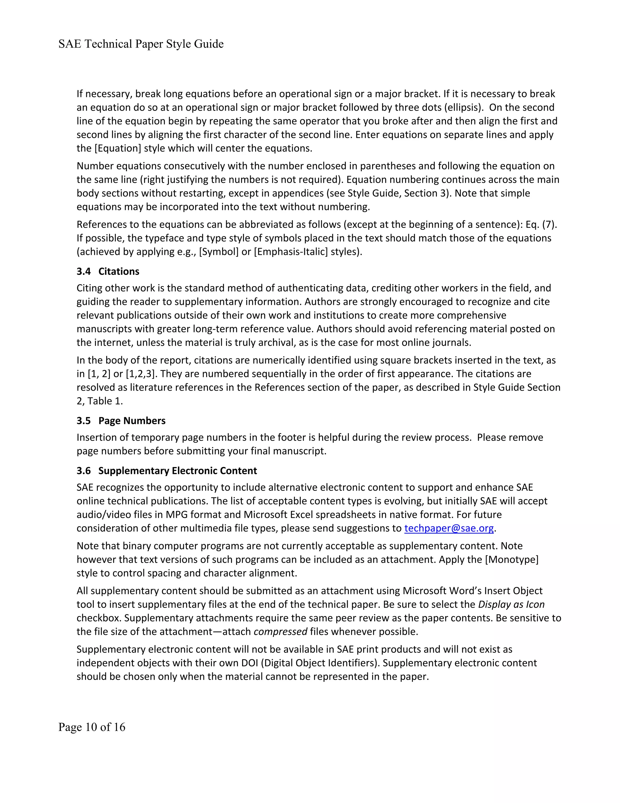 SAE Paper Style Guide | PDF