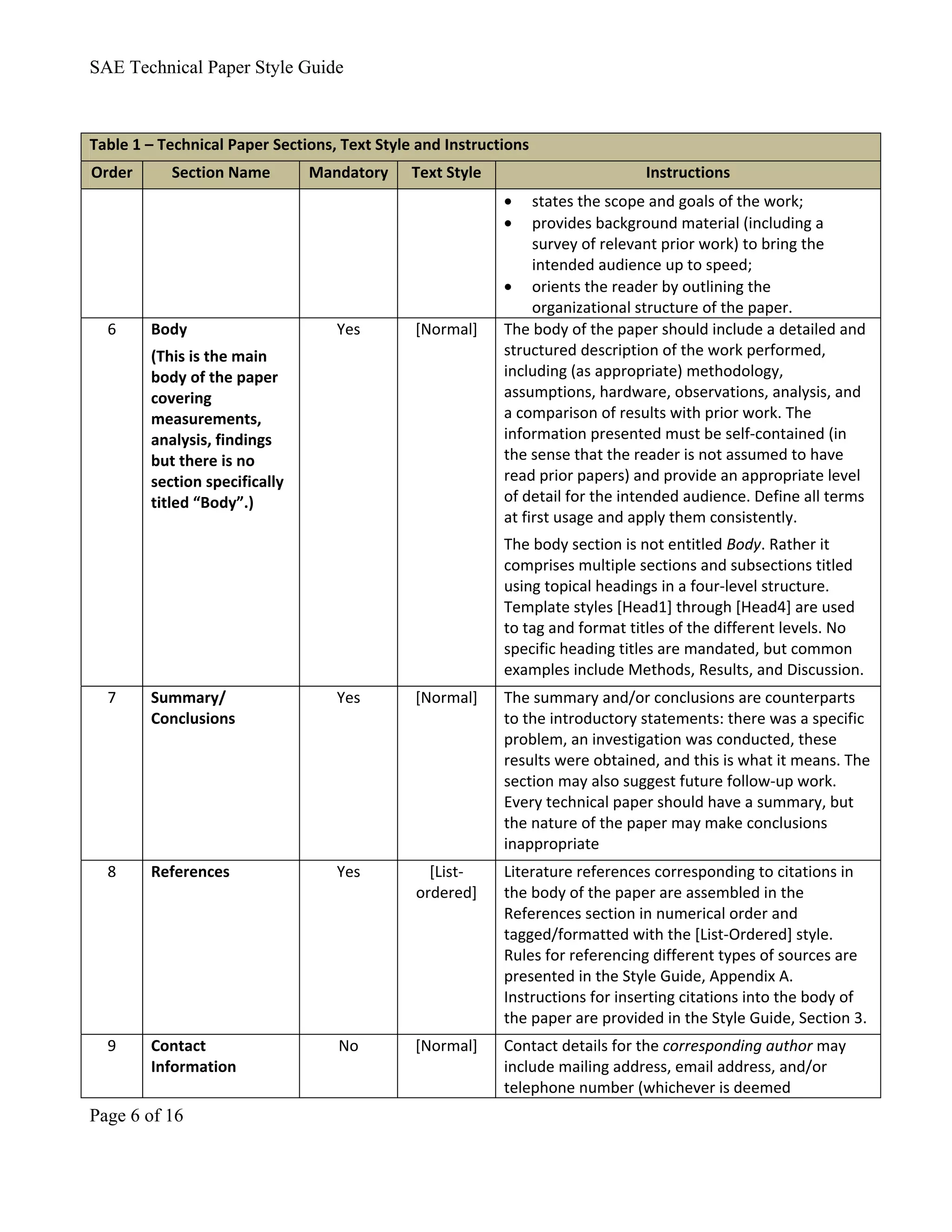 SAE Paper Style Guide | PDF