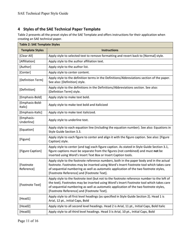 SAE Paper Style Guide | PDF