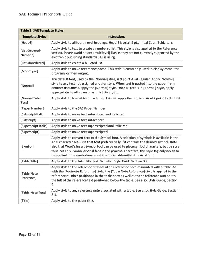 SAE Paper Style Guide | PDF