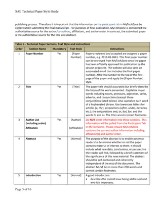 SAE Paper Style Guide | PDF