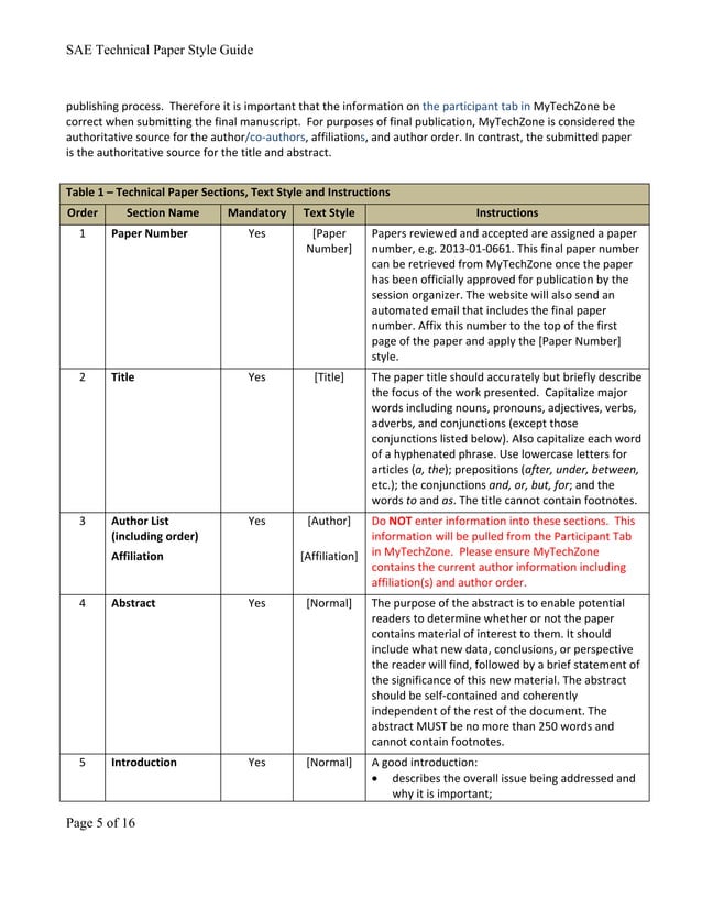 SAE Paper Style Guide | PDF