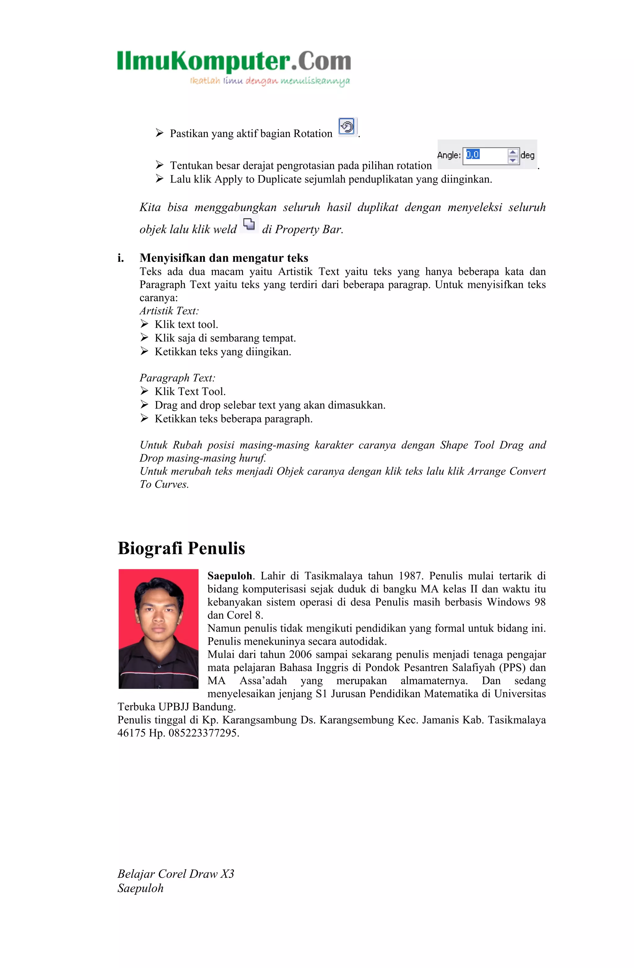 Saepuloh belajar-corel-draw | PDF