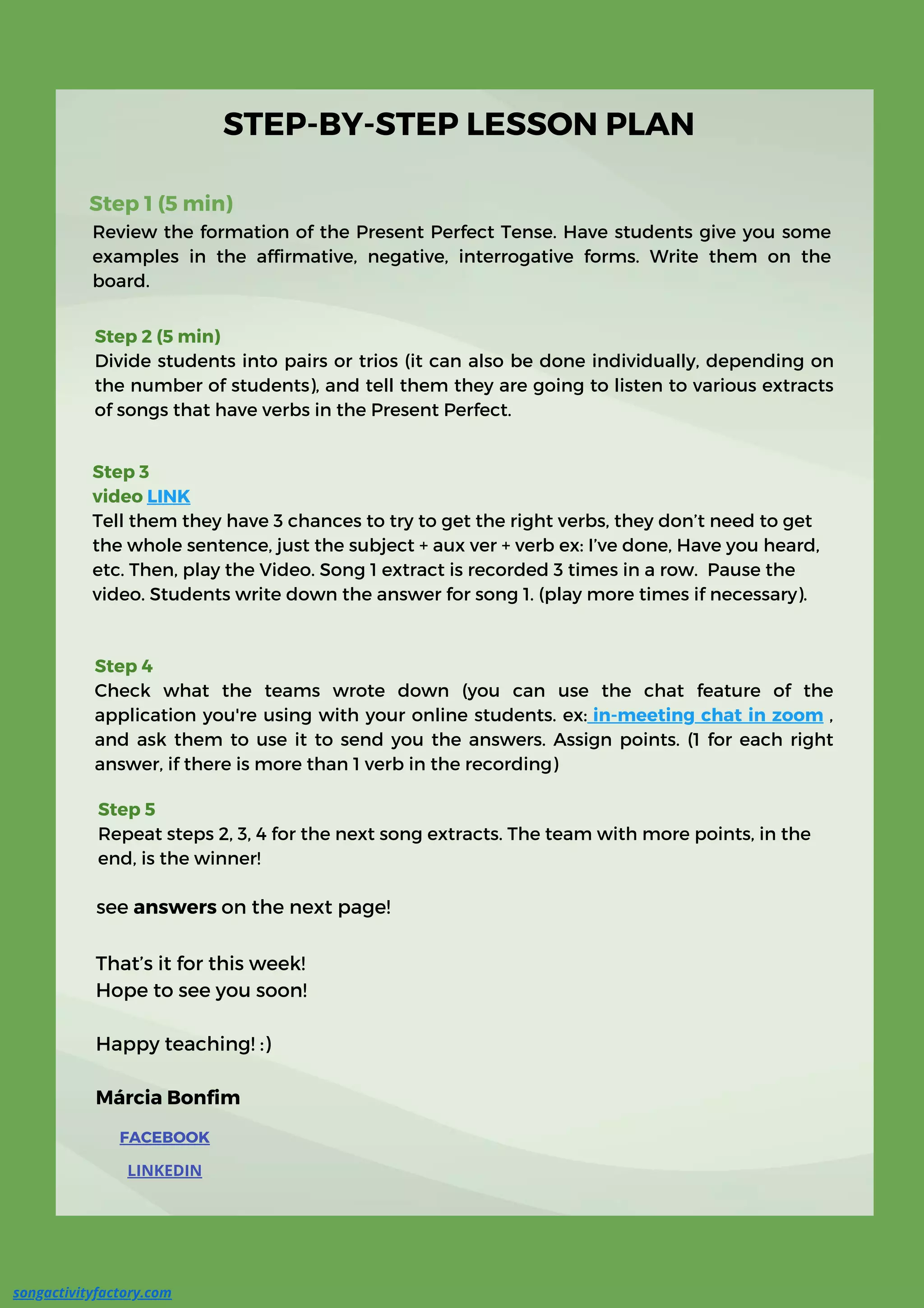 PRESENT PERFECT IN SONGS: REVIEW & PRACTICE – TEACHING ENGLISH WITH ...