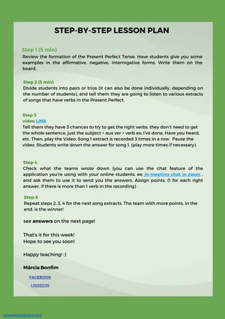 PRESENT PERFECT IN SONGS: REVIEW & PRACTICE – TEACHING ENGLISH WITH ...