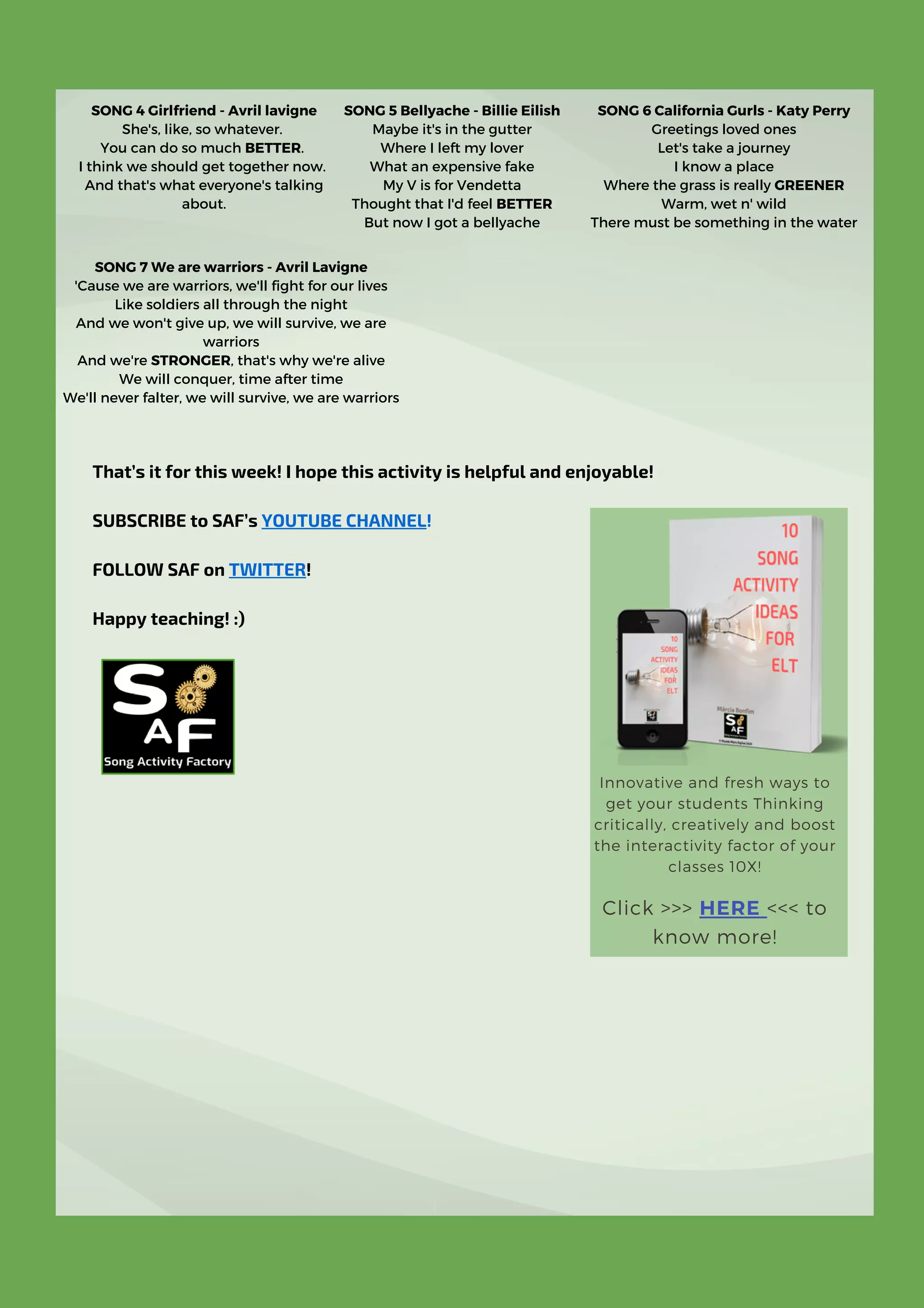 Teaching With Songs: Musical Biography + Song Pieces with Billie Eilish ...