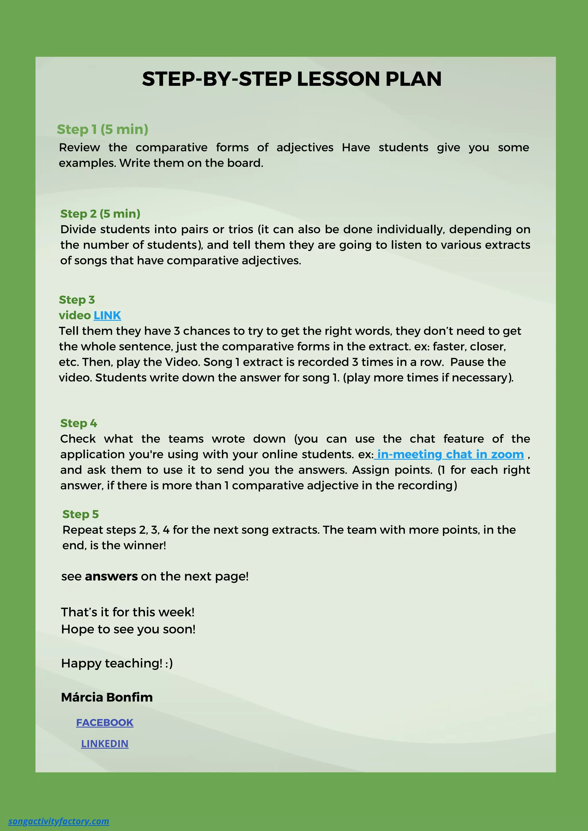 Comparative Adjectives In Songs: Review & Practice Challenge - Teaching ...
