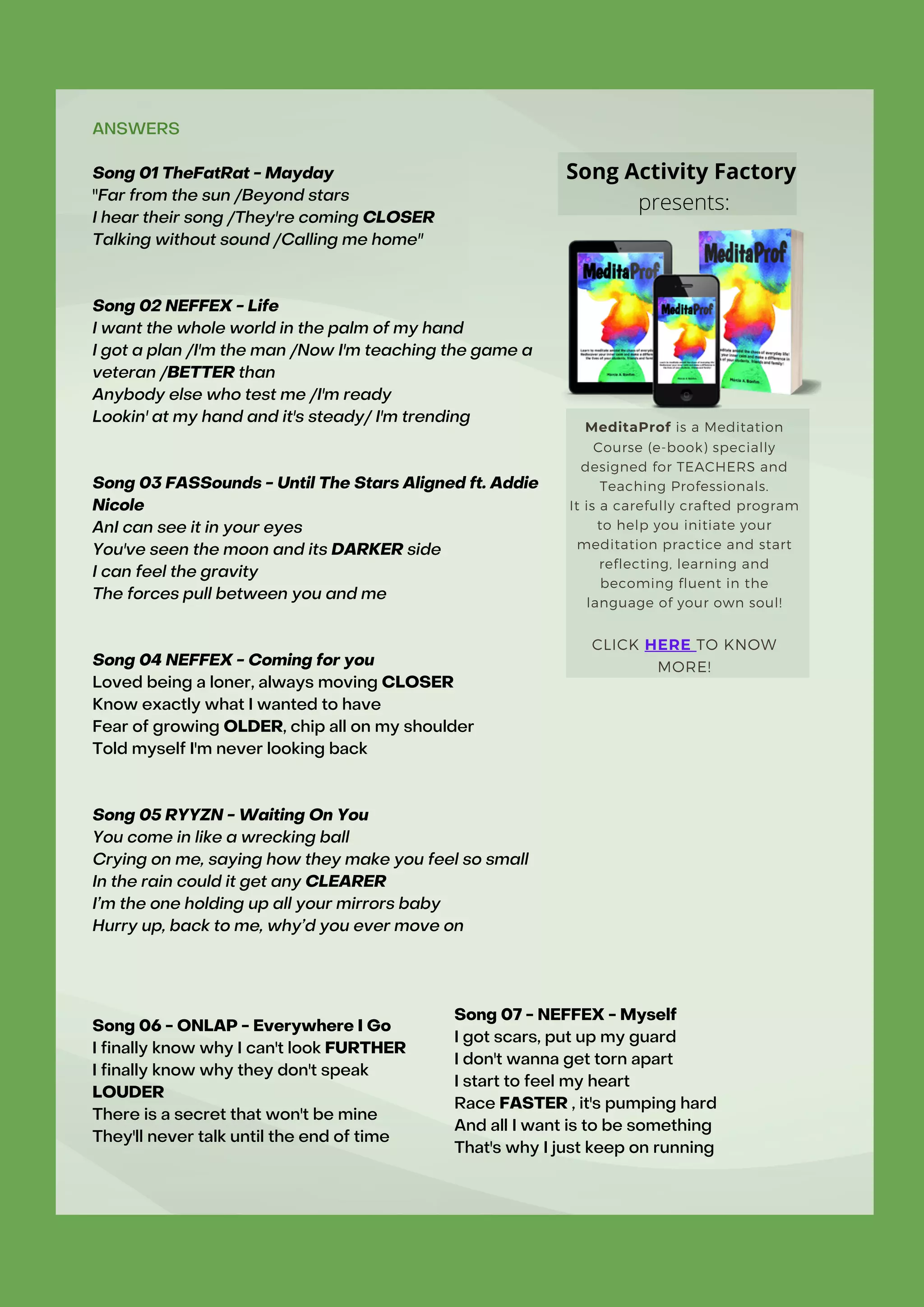 Comparative Adjectives In Songs: Review & Practice Challenge - Teaching ...