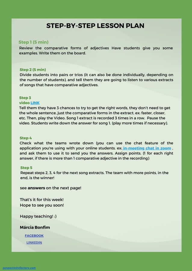 Comparative Adjectives In Songs: Review & Practice Challenge - Teaching ...