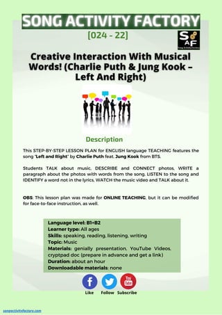 TEACHING ENGLISH WITH SONGS: CREATIVE INTERACTION WITH CHARLIE PUTH ...