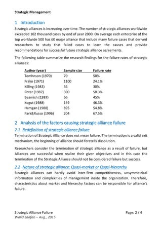Strategic Alliance failure | PDF