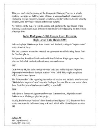 Safdar ali_Pak-india relations assignment | PDF