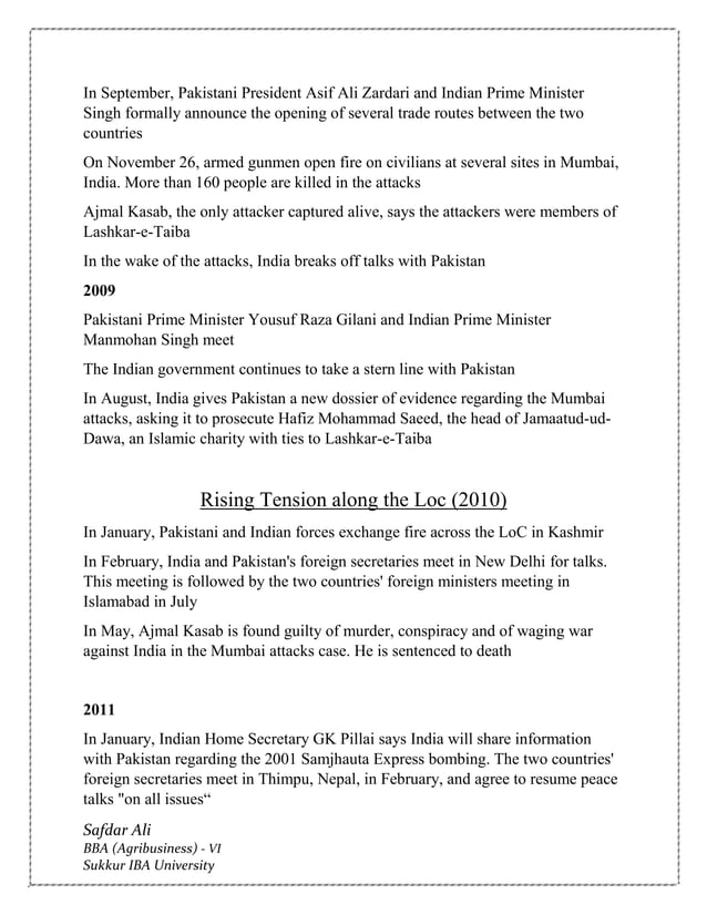 Safdar ali_Pak-india relations assignment | PDF