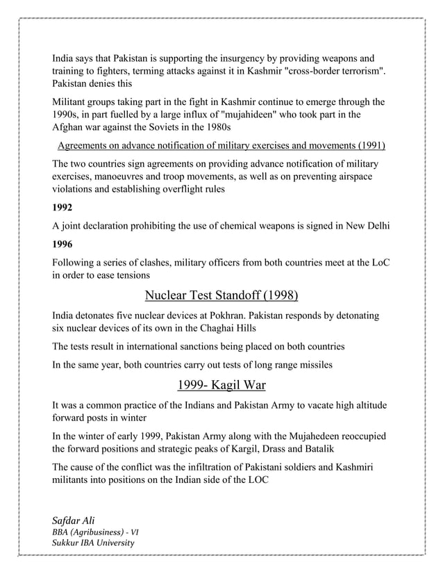 Safdar ali_Pak-india relations assignment | PDF