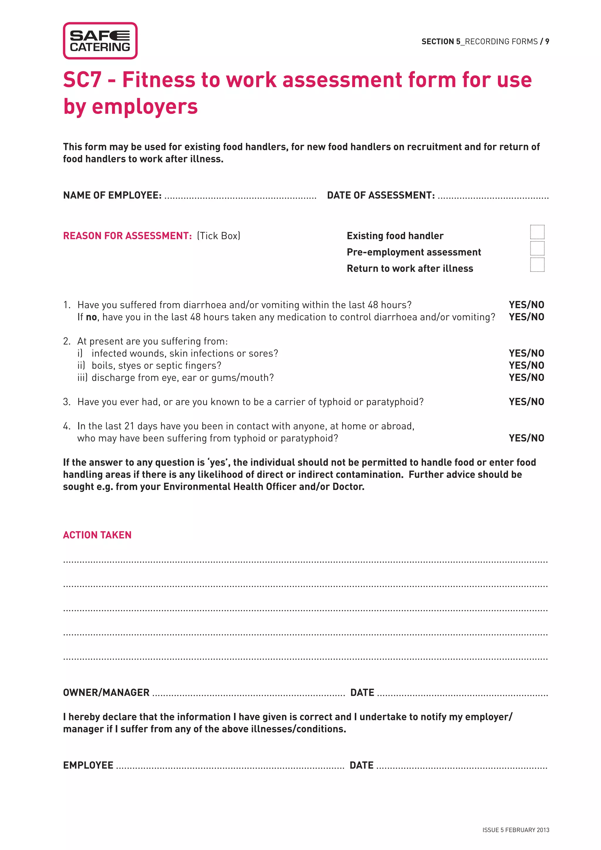 Safe catering-recording-forms | PDF
