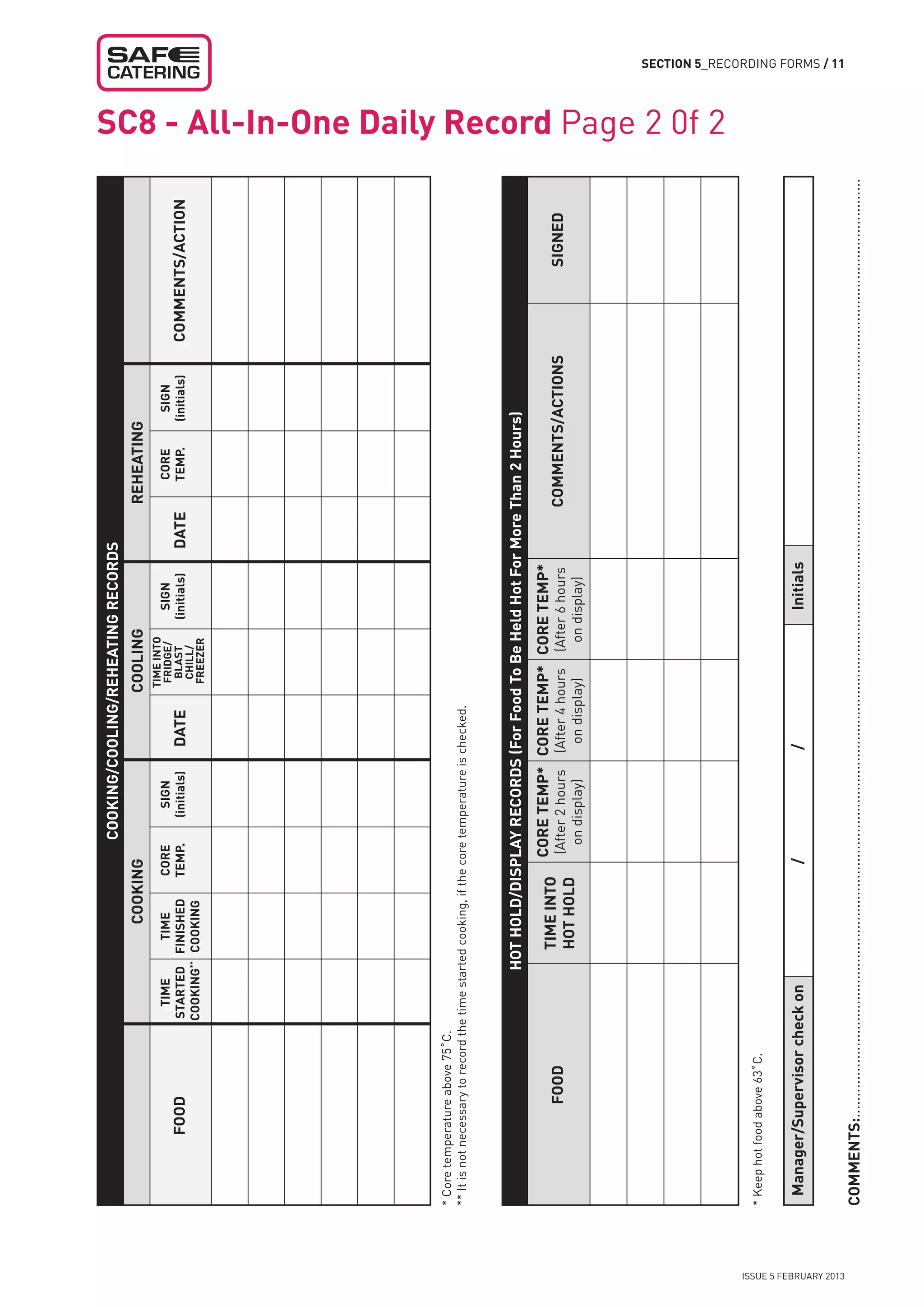 Safe catering-recording-forms | PDF