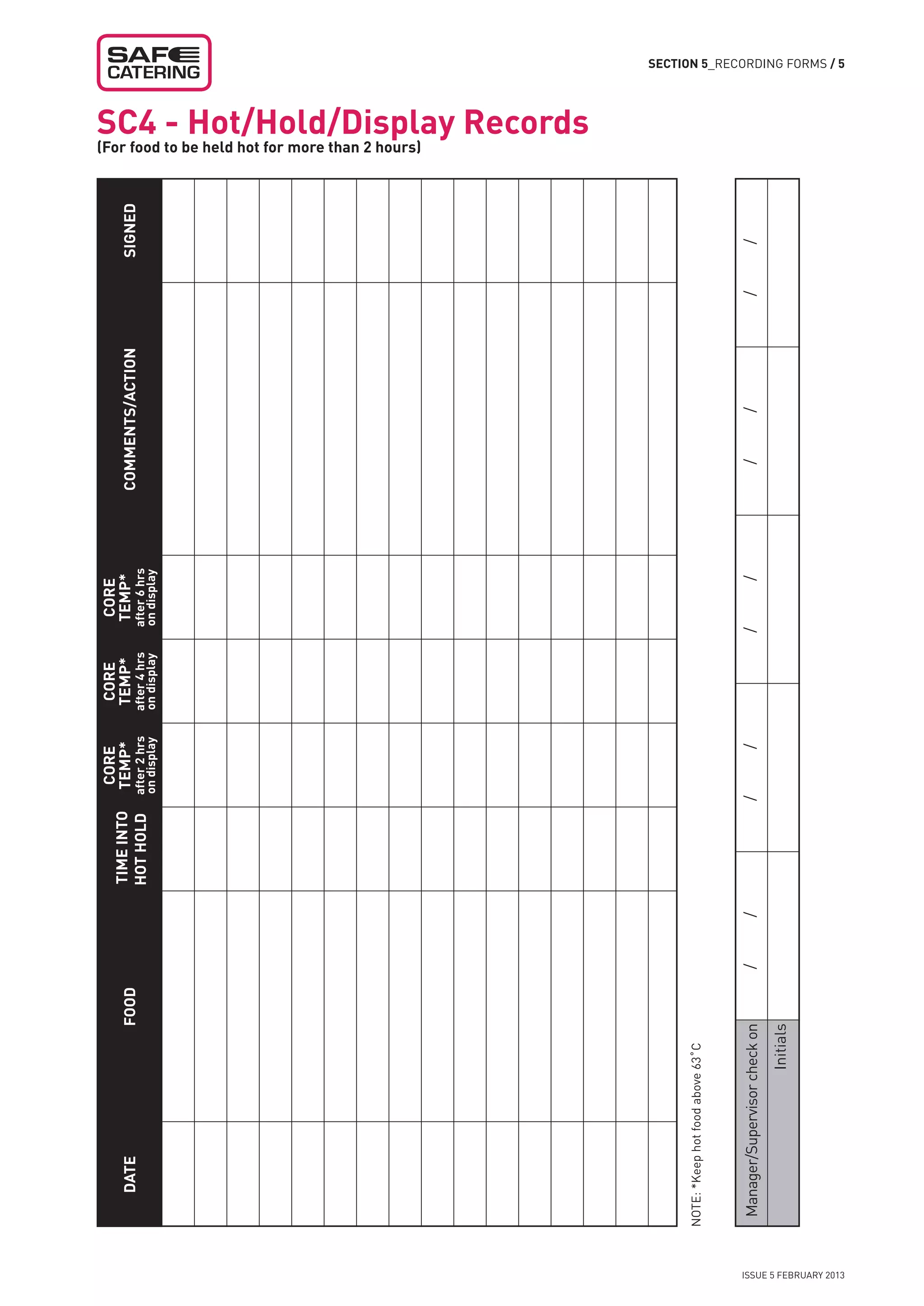 Safe catering-recording-forms | PDF