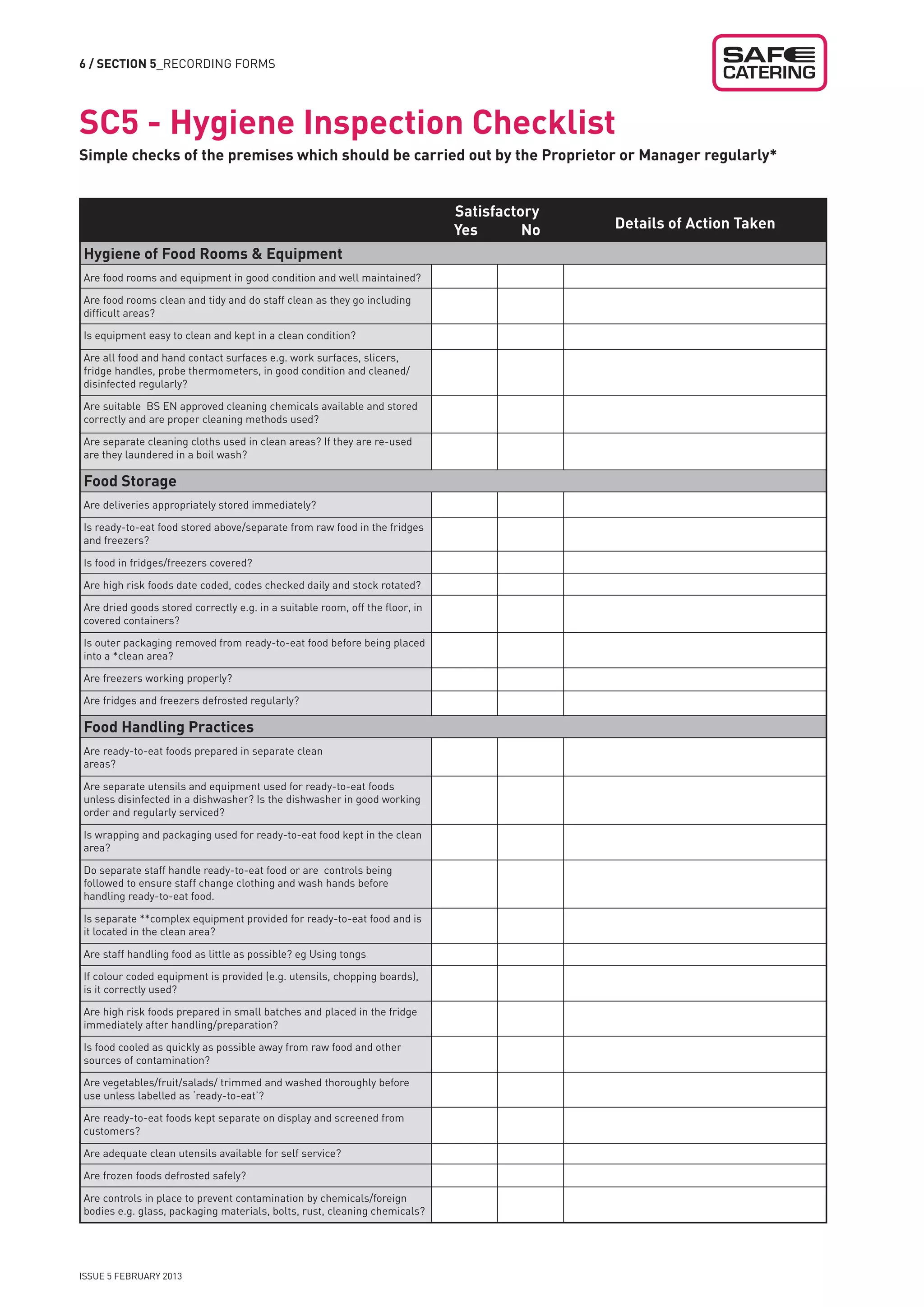Safe catering-recording-forms | PDF