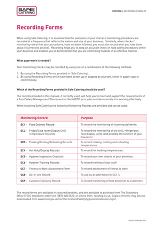 Safe catering-recording-forms | PDF
